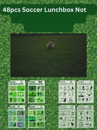 48pcs Soccer Lunchbox Notes| 24 Colorful + 24 B&W Lunch Box Cards