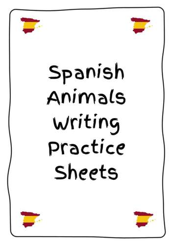 Spanish Animals Worksheets for Handwriting Practice by Worksheet Whisperer