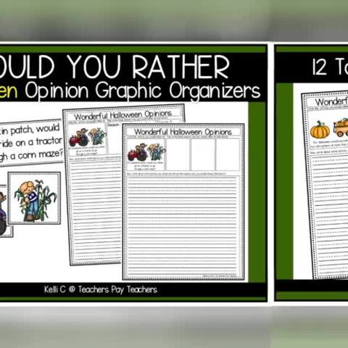 Would You Rather Opinion Writing Prompts and Graphic Organizers Halloween