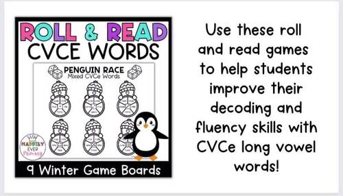 Winter Roll and Read Phonics Games | Long Vowel CVCe Magic E | TPT