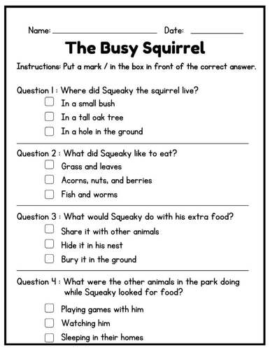 1st and 2nd Grade Reading Comprehension Passages with WH Questions