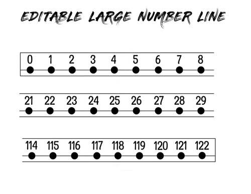 Printable Large Number Line, Black and White Large Number Line Wall Display