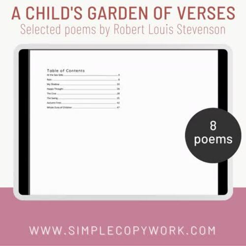 A Child's Garden of Verses Robert Louis Stevenson Copywork Charlotte Mason