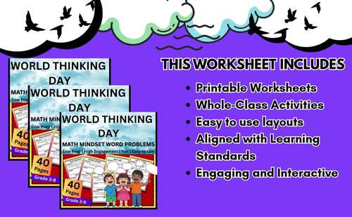 World Thinking Day Math Word Problems & Centers|40 Pages with Answer ...