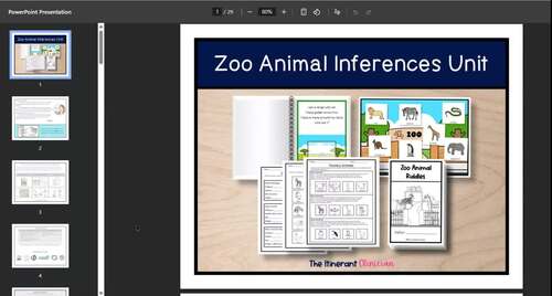Inference Speech Therapy, Zoo Theme, Adaptive Book Special Education