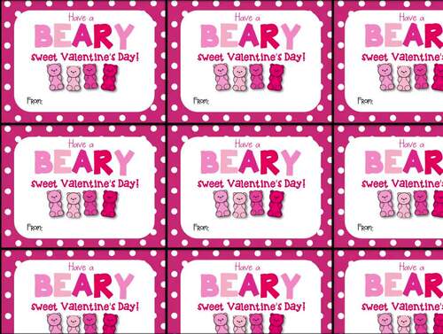 Cute Gummy Bear Valentine's Day Gift Tag (Have a Beary Sweet Valentine ...