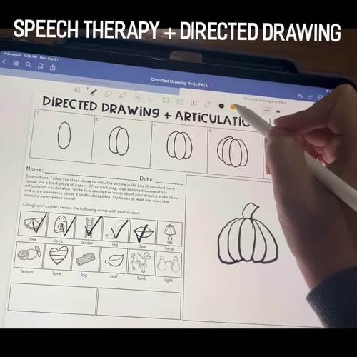Directed Drawing Articulation: Fall Theme by Panda Speech | TPT