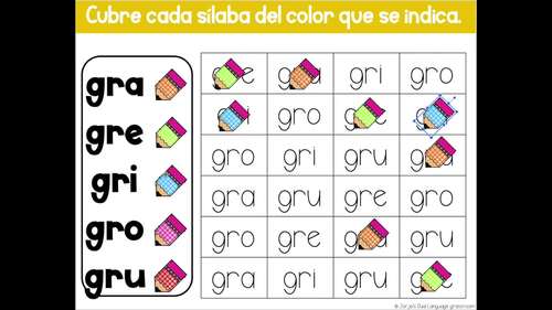 Sílabas trabadas GR DIGITAL Google Slides y Seesaw Actividades en español