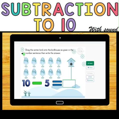 Winter Subtraction to 10 Boom Cards™ Digital Activities by Limes and Lemons