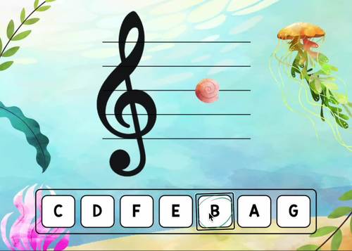Treble Clef Note Naming Digital Note Reading Music Game for Elementary