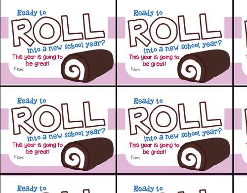 Swiss Rolls Beginning of Year Gift Tag- Ready to ROLL into a new school ...