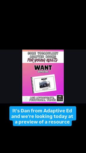 Core Vocabulary Adapted Book – WANT to Ride Vehicles, AAC, Autism, Editable