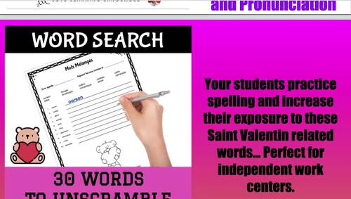 French Valentine's Day Scrambled Words - La Saint Valentin | TPT