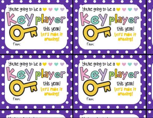 Keychain Beginning of Year Gift Tag- You're going to be a key player ...