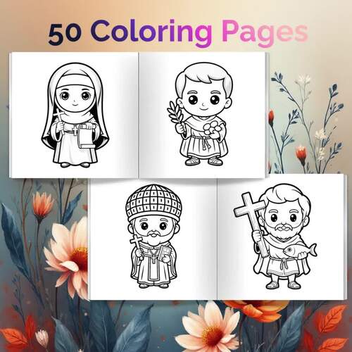 Saints Coloring Book + Facts Sheets - 100 Pages by ColorYourWayByAthel