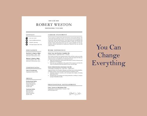 Clean Resume Template Professional, Word + Pages, Cover Letter ...