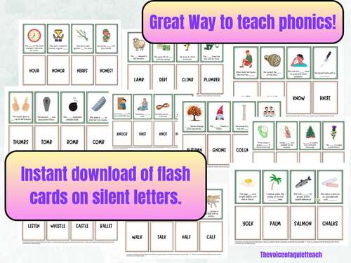 Silent Letters Phonics Flashcards | Sentence Reading | Color | Grades 2–3
