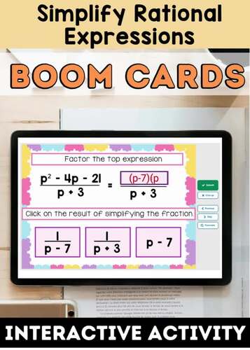 Simplifying Rational Expressions with Factoring | Boom Cards™ | TPT