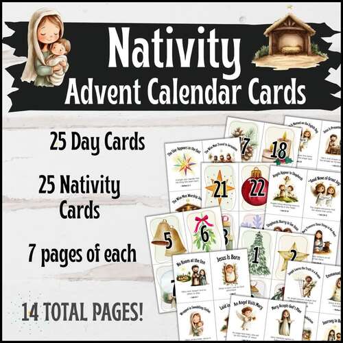 Nativity Story Advent Calendar Cards | 25-Day Christmas Countdown ...