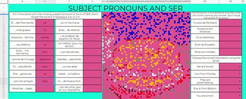 Spanish Christmas Activity Subject Pronouns and SER Mystery Picture ...