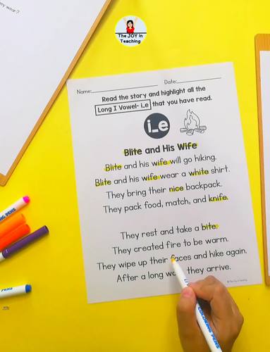 Long Vowel I Reading Comprehension Passage by The Joy in Teaching