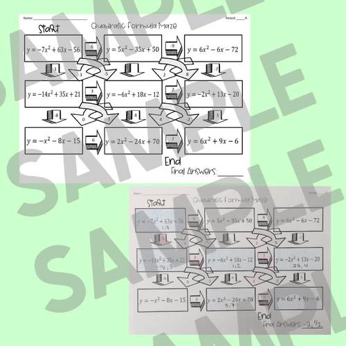 X-Intercepts of Quadratic Functions Maze by The Algebra Shop | TpT