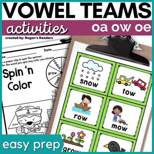 Long o Vowel Teams Worksheets and Differentiated Activities - OA OW OE