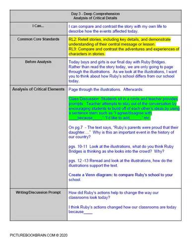 The Story of Ruby Bridges by Robert Coles Lesson Plan and Activities