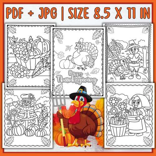Happy Thanksgiving Coloring Pages | Turkey Coloring Pages | TPT