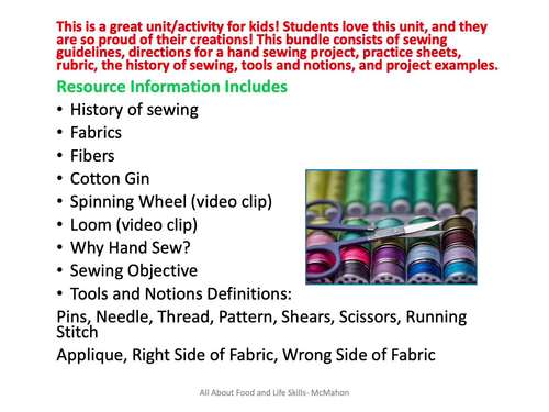 Hand Sewing Activity Bundle | FACS FCS Life Skills | TpT