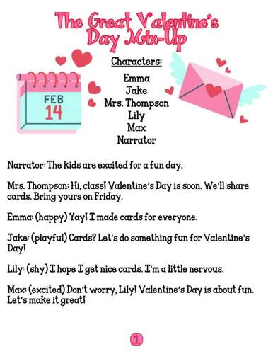 Valentines Day Reader's Theater Set 6 Levels Heart Fluency Read ELA Fun ...