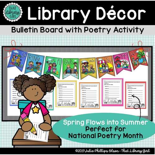Spring Library Lesson | Poetry Month Activities | Circulation Desk Banner