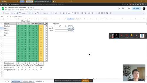MS Scholastic Bowl / Quiz Bowl Stat Sheet by Stephen Druse | TPT