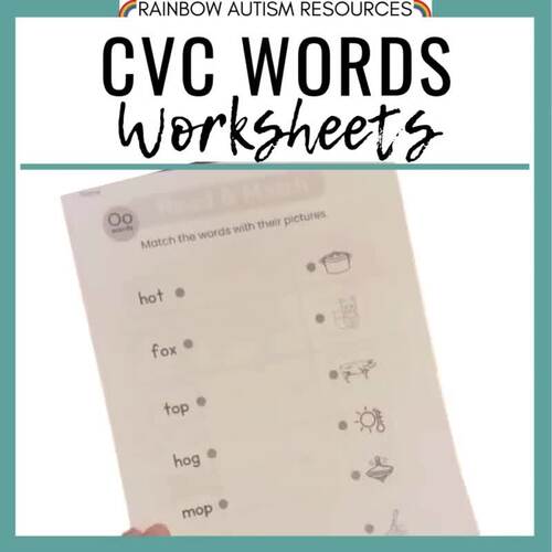 Match Words to Pictures Bundle Cards & CVC Worksheets aligned with ...