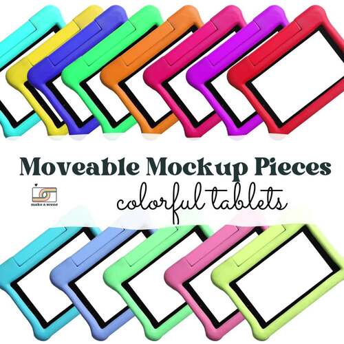 Colorful Tablets Mockup Movable Images | Transparent Background PNG files