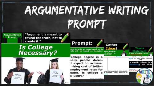 Argumentative Writing w/ Graphic Organizer, Rubric, Video Is College ...