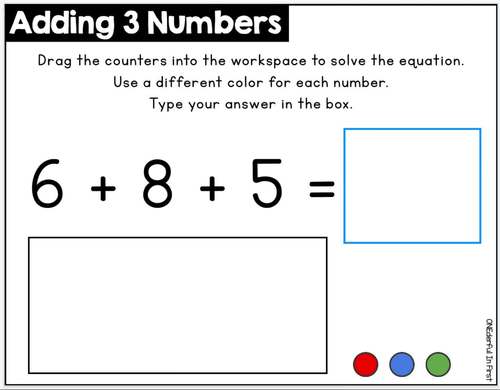 Adding 3 Numbers for Google Slides (First Grade) by ONEderful In First