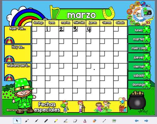 Morning Calendar For MIMIO Board - Marzo (Día de San Patricio) by mrscortes