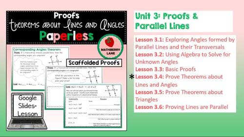 Proofs Theorems about Lines and Angles Google Slides Digital Lesson