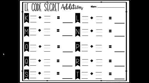 French Code Secret Addition Fall Edition by La Classe de Mme Sambrook