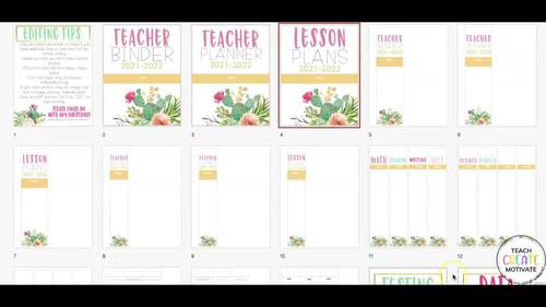 Cactus Floral Teacher Planner 2021-2022 | Editable by Teach Create Motivate