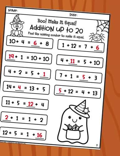 Halloween Addition &Subtraction Bundle Balancing Equations to 20 ...