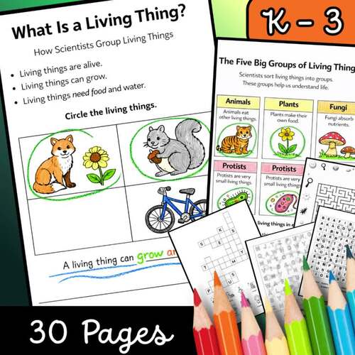 Classification of Living Things Worksheets Life Science Activities Word ...