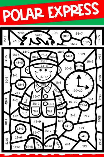 Polar Express Coloring Pages Color by Number Code Division Facts Sheets