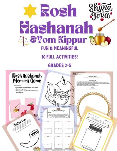 Rosh Hashanah & Yom Kippur Activities Packet Grades 2-5 | TPT