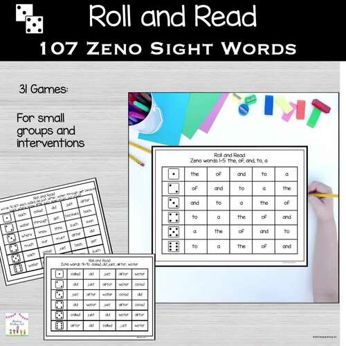 107 Zeno Sight Word - Roll and Read - 31 Games by Reading Writing 123