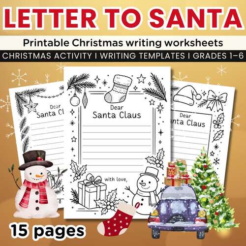 Letter to Santa Christmas Writing Templates, Fun ELA Creative Writing ...