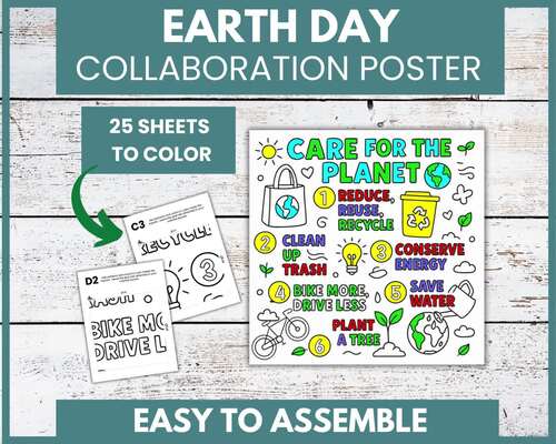 Earth Day Collaborative Poster, 25 Piece Puzzle, Low Prep Activity