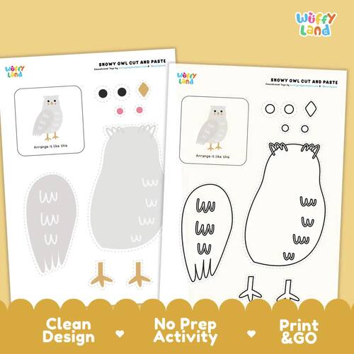Snowy Owl Cut and Paste Craft | Arctic Animal Craft Activity | Winter ...