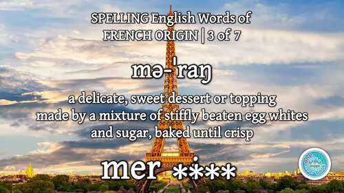 SPELLING English Words of FRENCH ORIGIN by One Aqua Clear Book | TPT